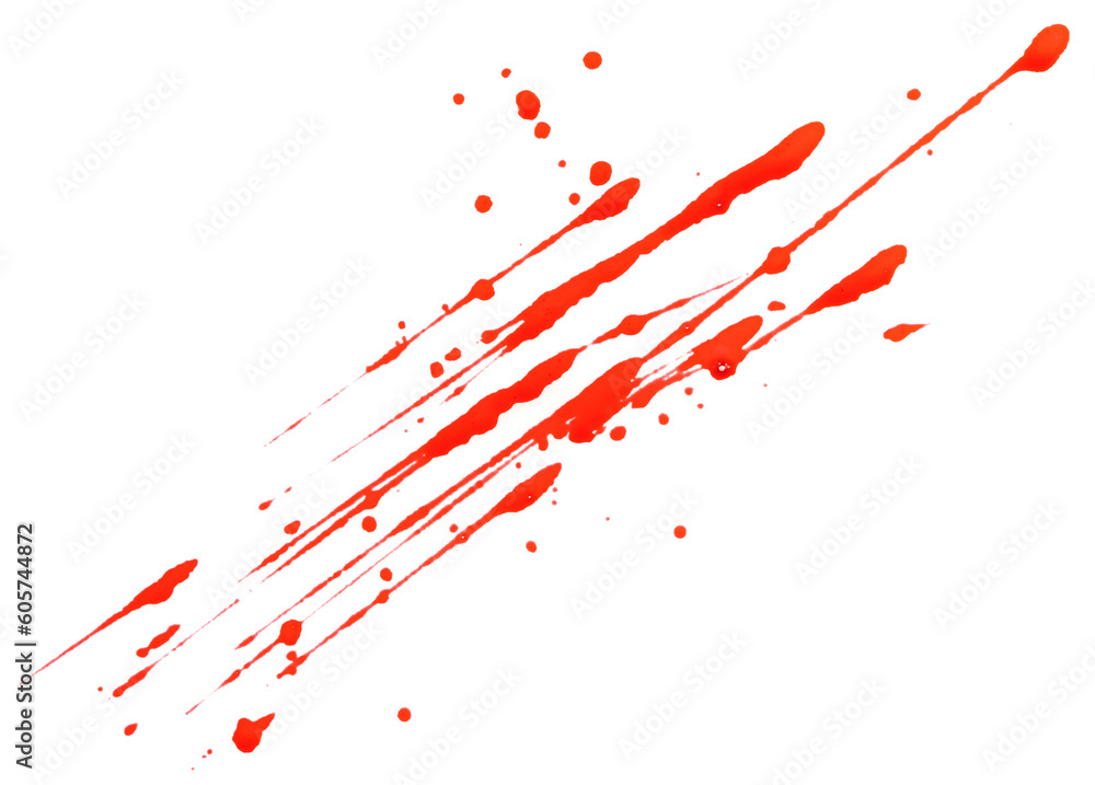 Dripping blood isolated on white background. Flowing bloody stains ...