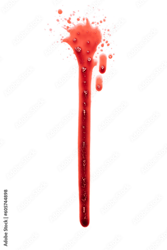 Dripping blood isolated on white background. Flowing bloody stains ...