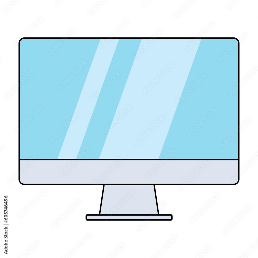 Computer All-in-One with blank screen. Icon. Cartoon. Vector ...