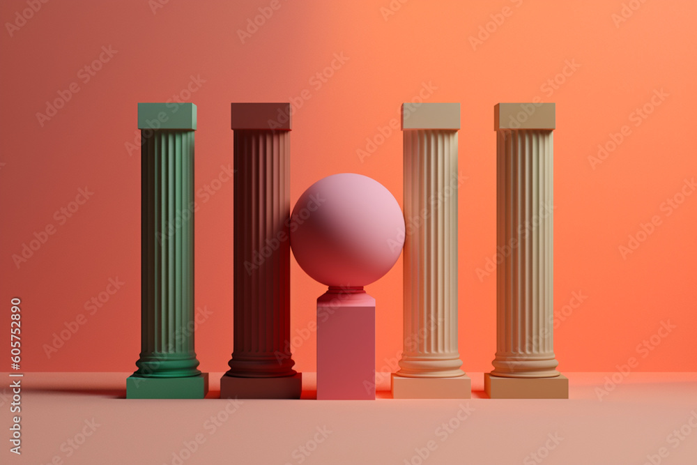 A minimalist sculpture inspired by Greek columns, featuring clean ...
