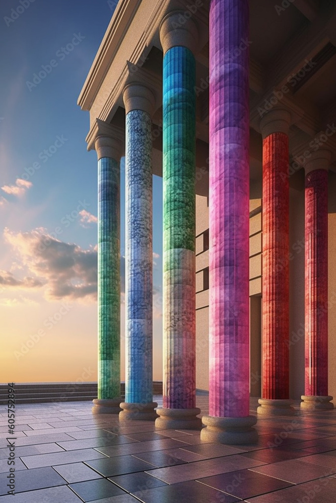 futuristic interpretation of Greek columns, incorporating elements of ...