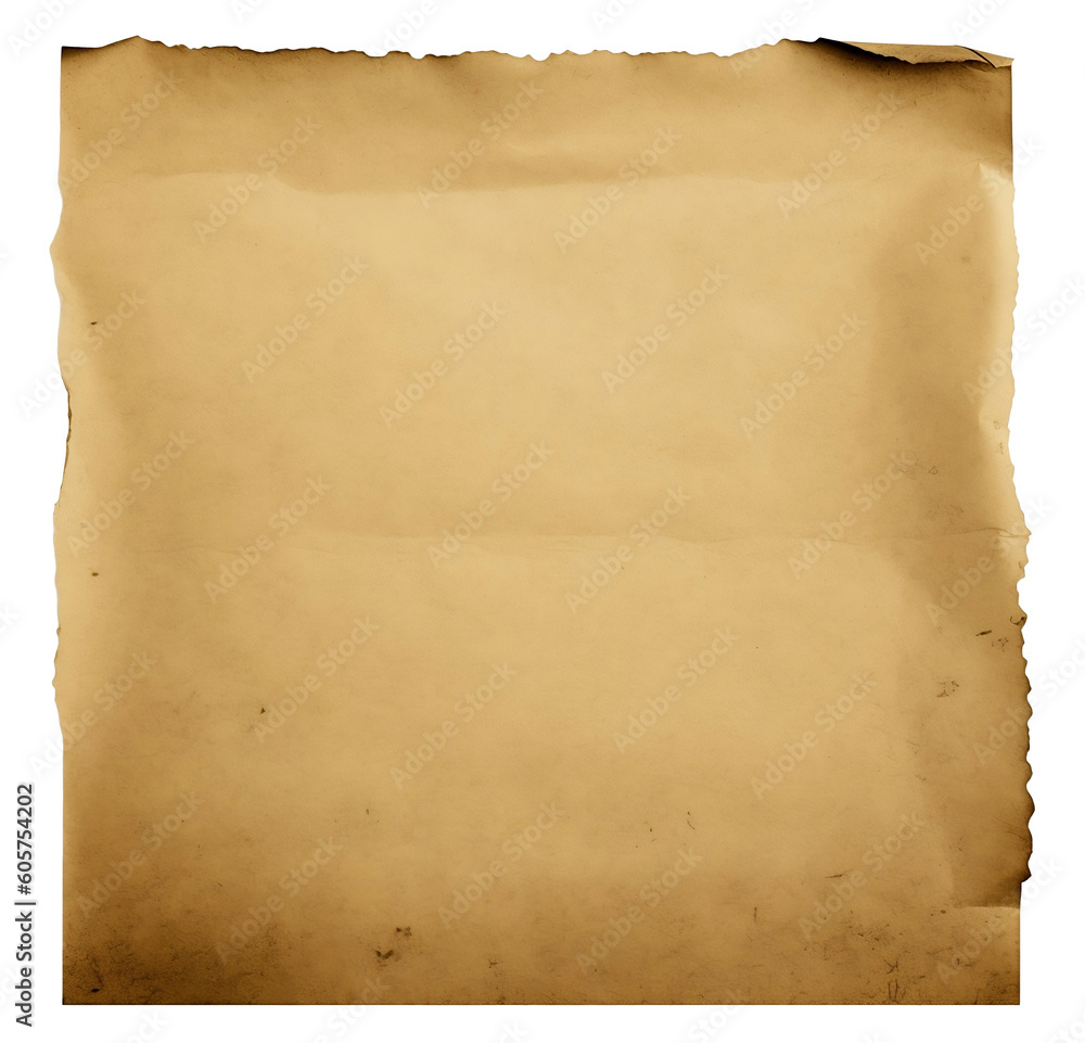 Blank old paper isolated on white background, ancient paper template ...