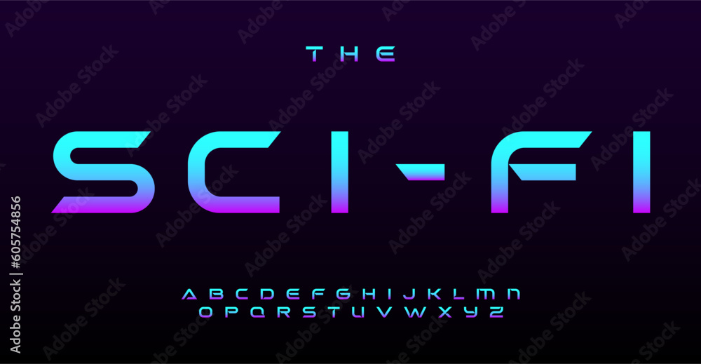 Vibrant sci-fi alphabet, simple futuristic letters. Modern font for EDM ...