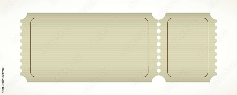 Simple vector ticket template illustration. Recreation trip voucher ...