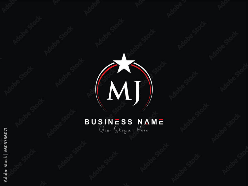 Simple MJ Circle Logo, Lettering Mj jm Logo Letter and Star Design ...