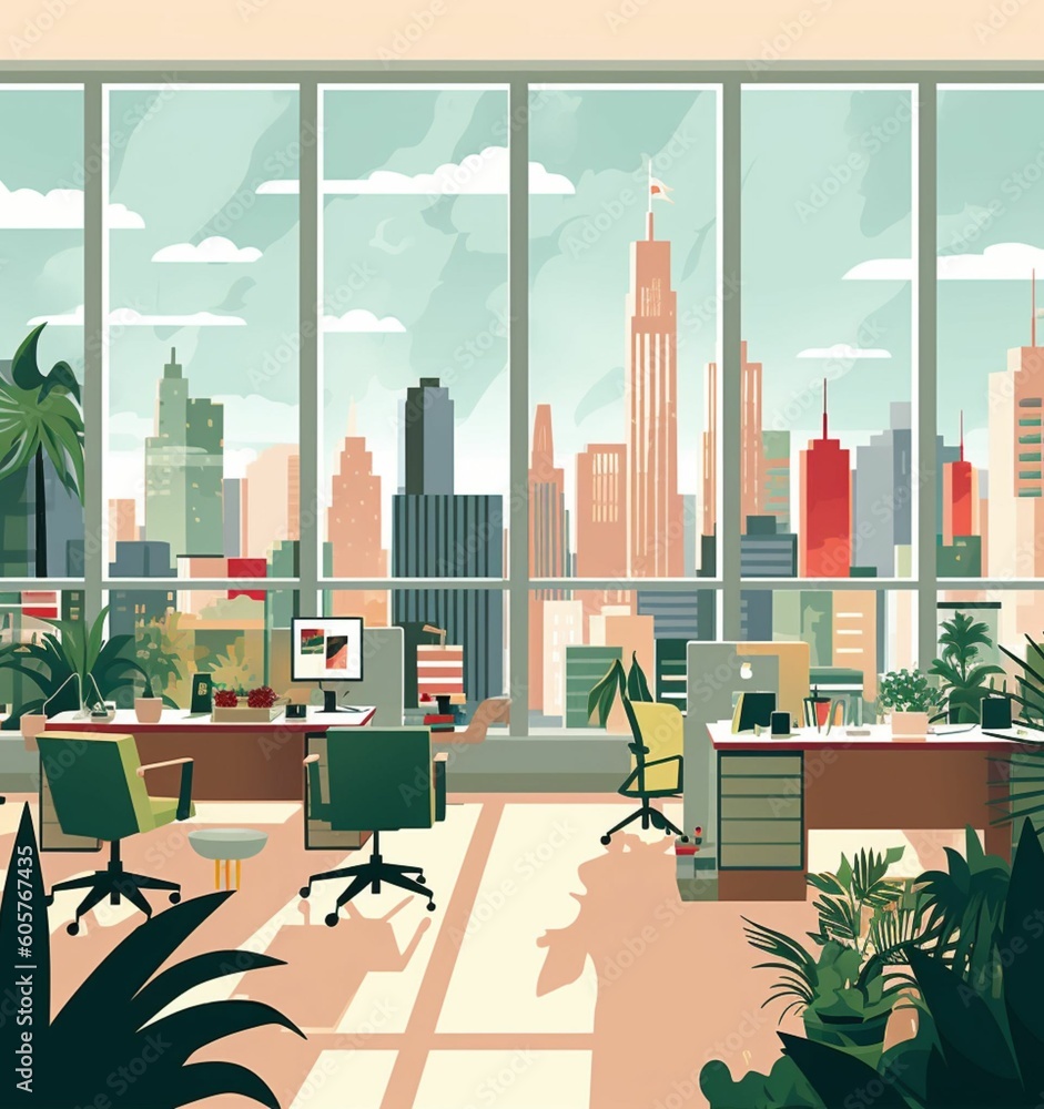 Dive into the exciting realm of an anime-inspired working office, where ...