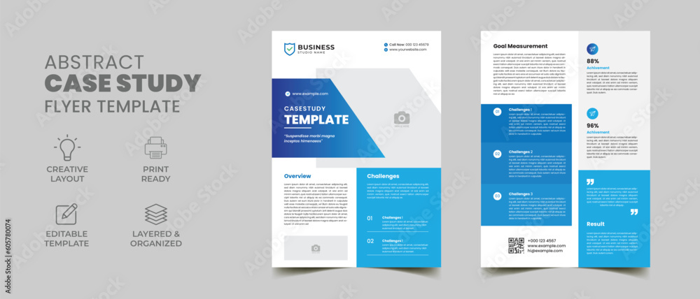business case study template | modern business double side flyer ...
