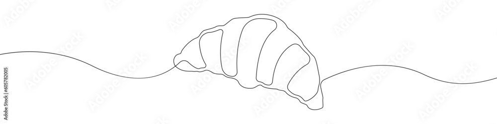 Croissant icon line continuous drawing vector. One line Croissant icon ...