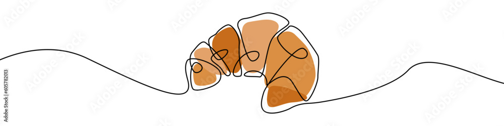 Croissant icon line continuous drawing vector. One line Croissant icon ...