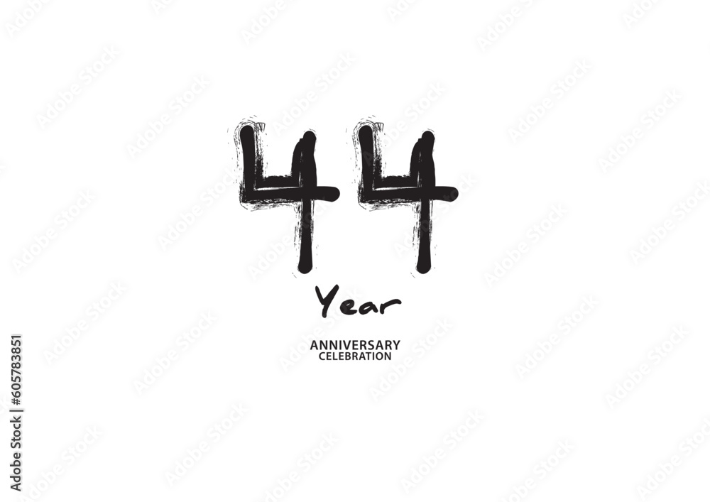 44 year anniversary celebration logotype on white background for poster ...