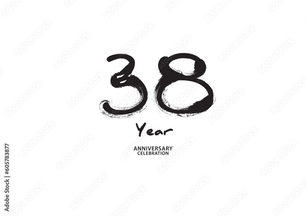 38 year anniversary celebration logotype on white background for poster ...