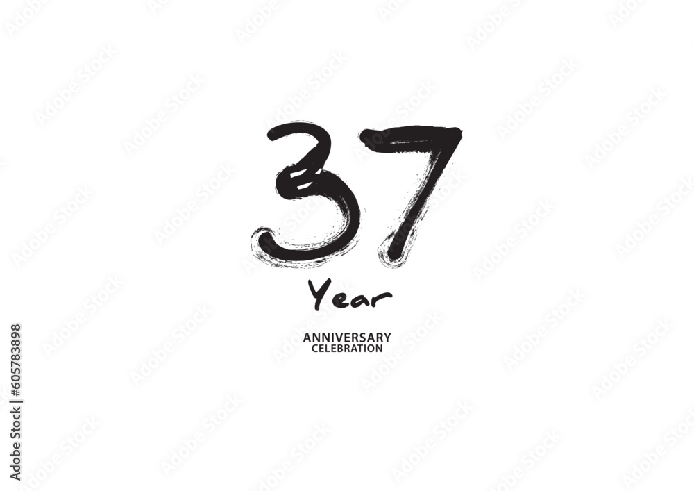 37 year anniversary celebration logotype on white background for poster ...