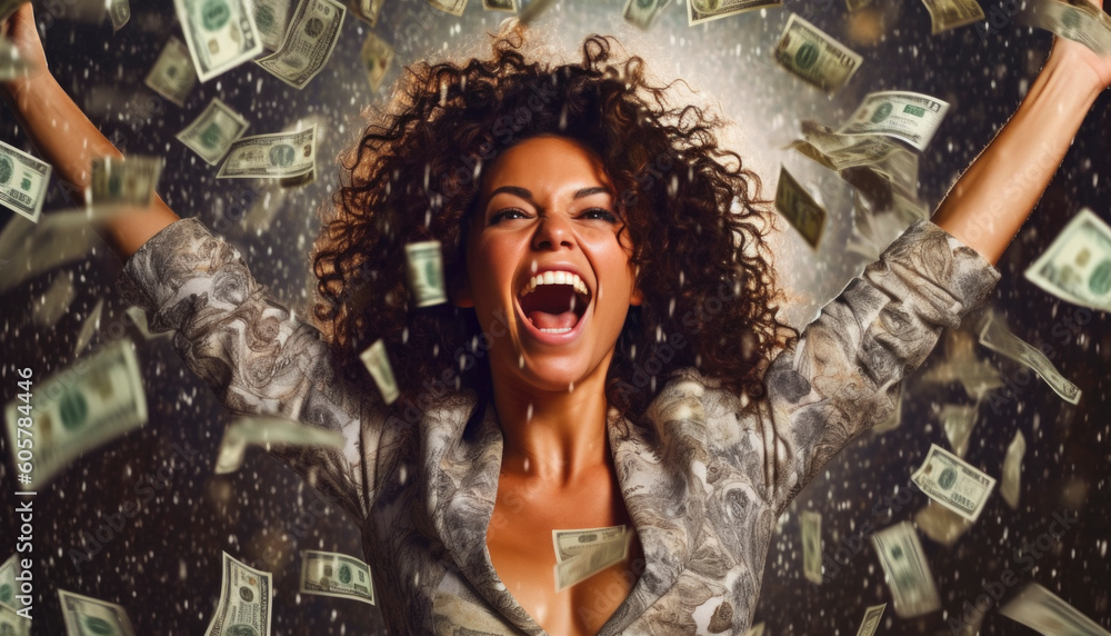 Super excited and very happy winner. Winner mentality concept ...