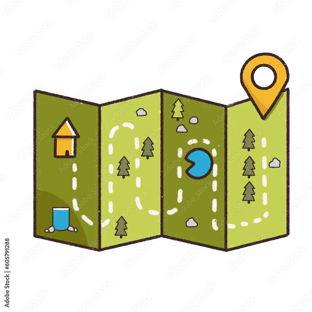 Camping map. Summer camp background. nature clip art or infographic ...