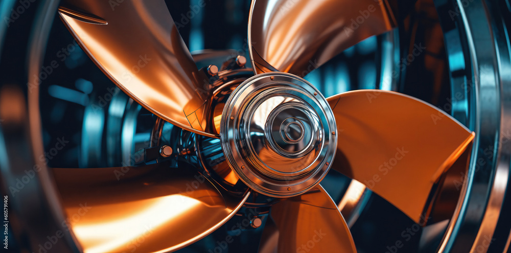 Propeller inside Turbine of energy power plant generation station ...