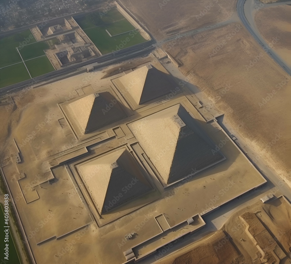 Aerial top down view of Giza Pyramid Complex also called Necropolis is ...