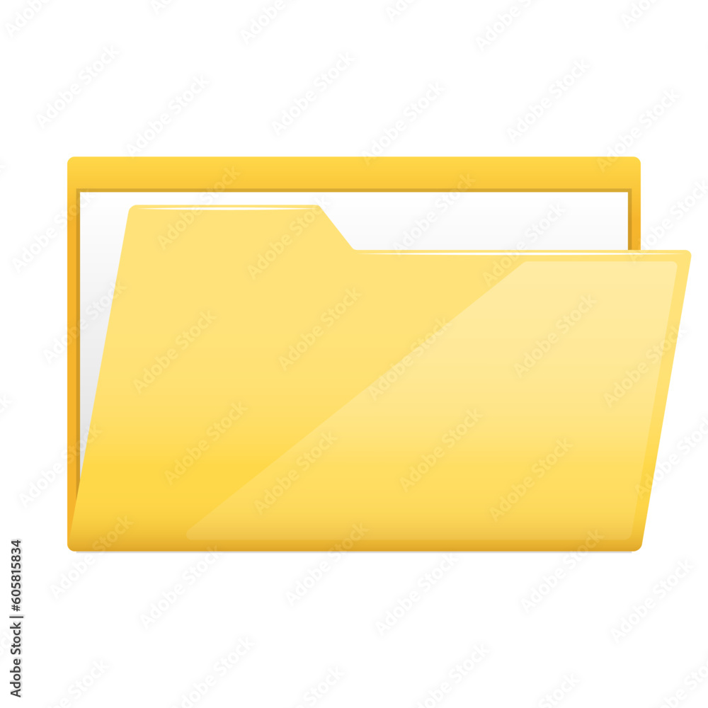 Opened yellow folder for documents with a sheet of white paper Stock ...