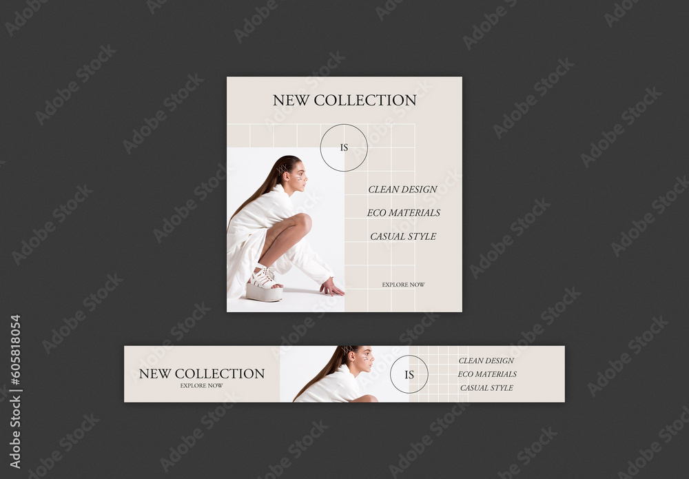 Minimal and Clean Web Banner Set Stock Template | Adobe Stock