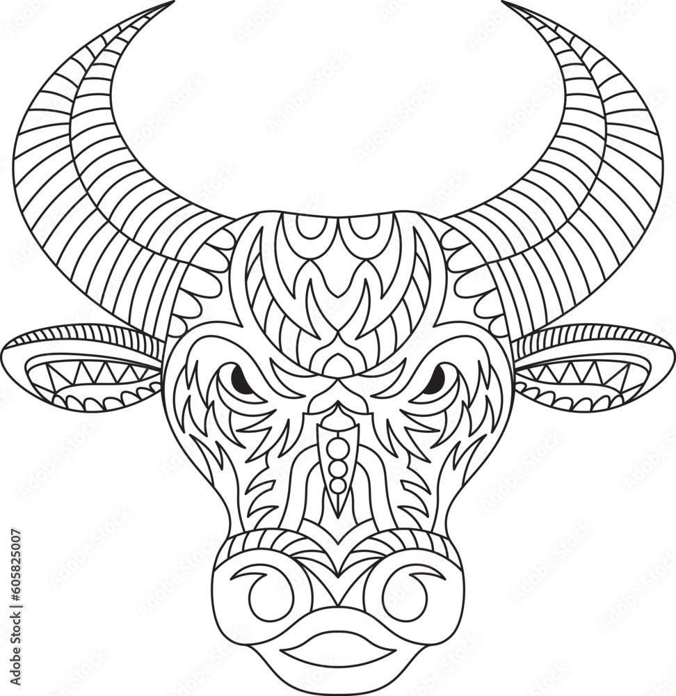 Antistress Australian bull face with beautiful doodle or pattern ...