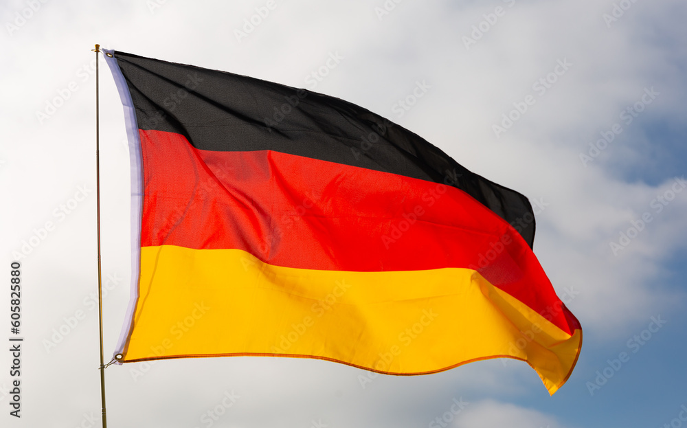 Black, red, and gold tricolor Bundesflagge, national symbol of idea of ...