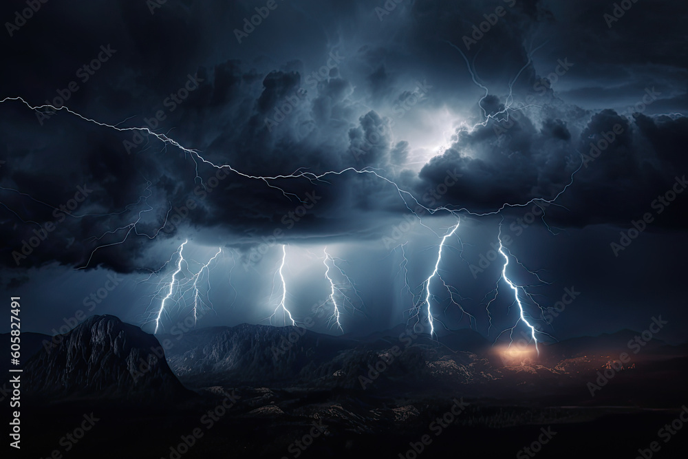 Power and energy of a thunderstorm with dramatic lightning ...