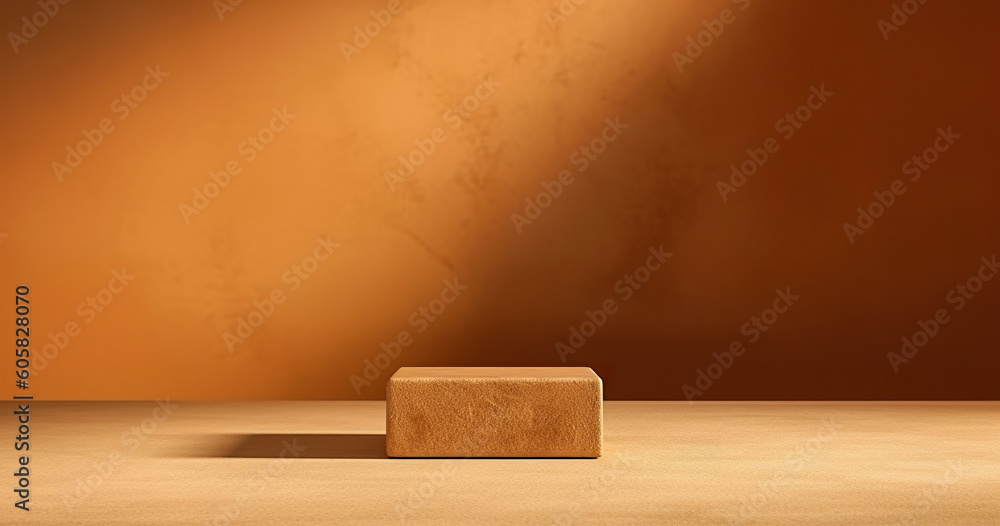 Brown background for perfume, jewellery and cosmetic products. Front ...