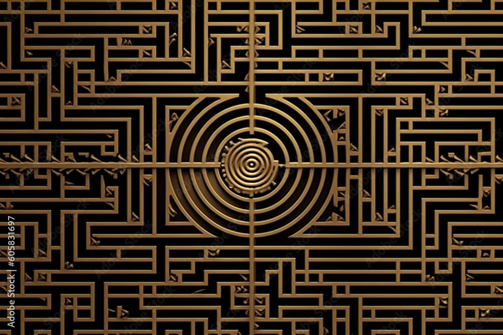 wallpaper for seamless golden labyrinth maze pattern vintage abstract ...