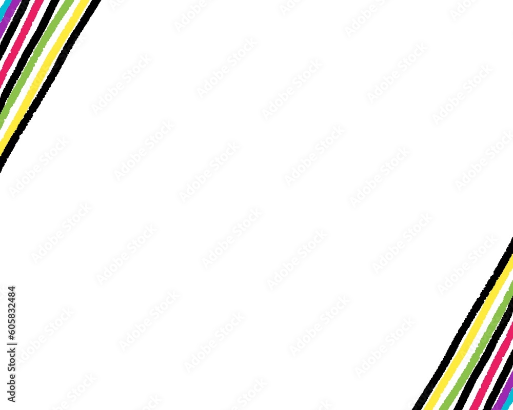 white background with color lines corner frame, blank space ...