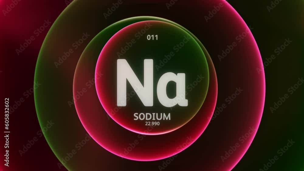 Sodium as Element 11 of the Periodic Table. Concept animation on ...