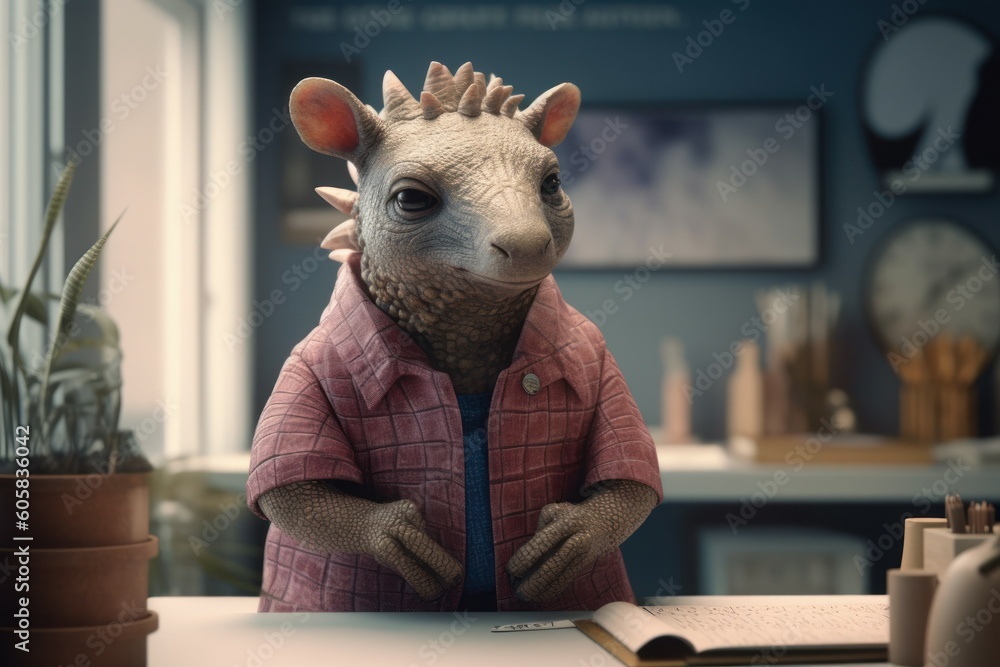 Anthropomorphic Armadillo dressed in human clothing. Humanized animal ...
