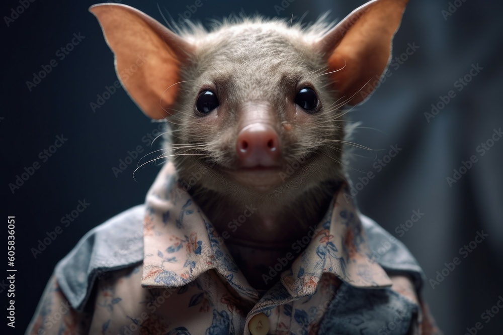 Anthropomorphic bat dressed in human clothing. humanized animal concept ...