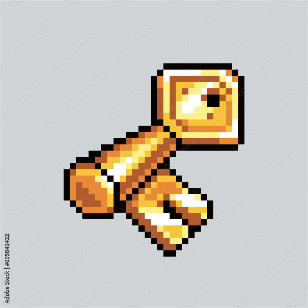 pixel art key. Yellow gold key pixelated design for logo, web, mobile ...