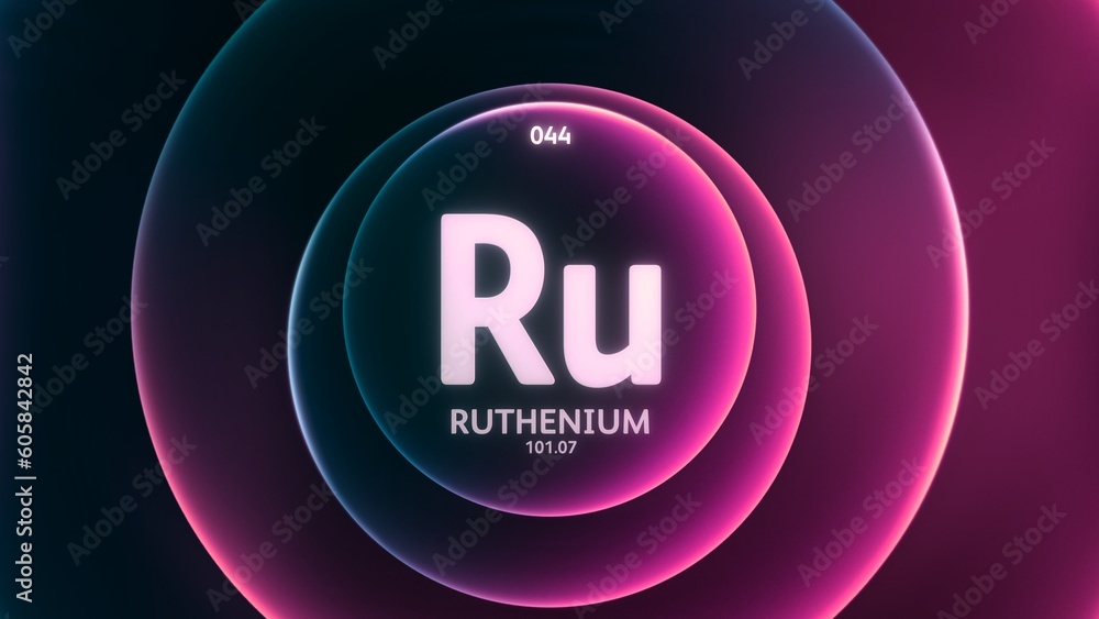 Ruthenium as Element 44 of the Periodic Table. Concept illustration on ...