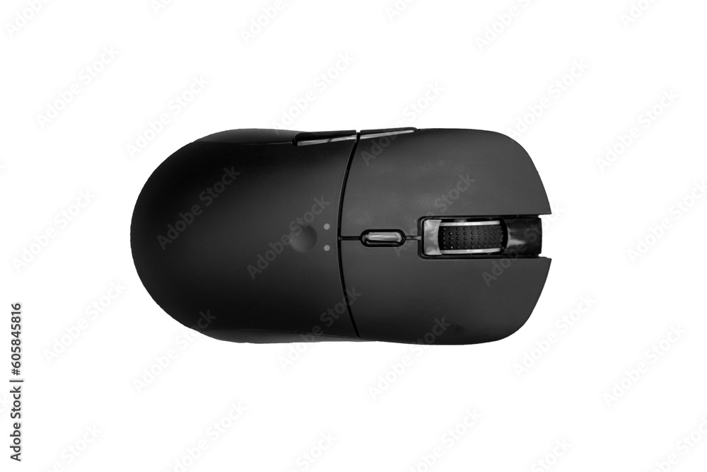 computer mouse top view isolated on white background / Black computer ...