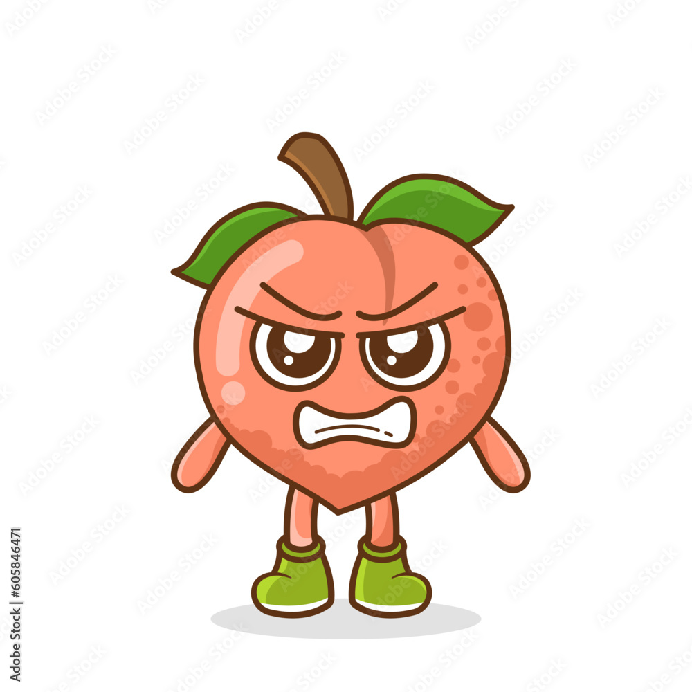 cute peach character with angry expression, mouth wide open. suitable ...