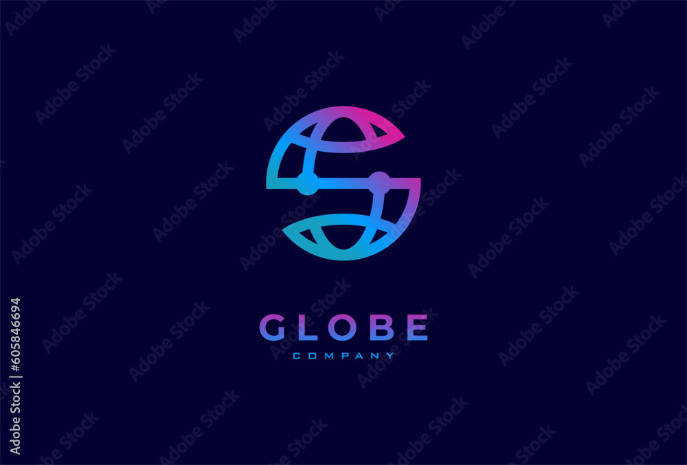 Letter S Globe Logo Design, Letter S with globe combination, world ...