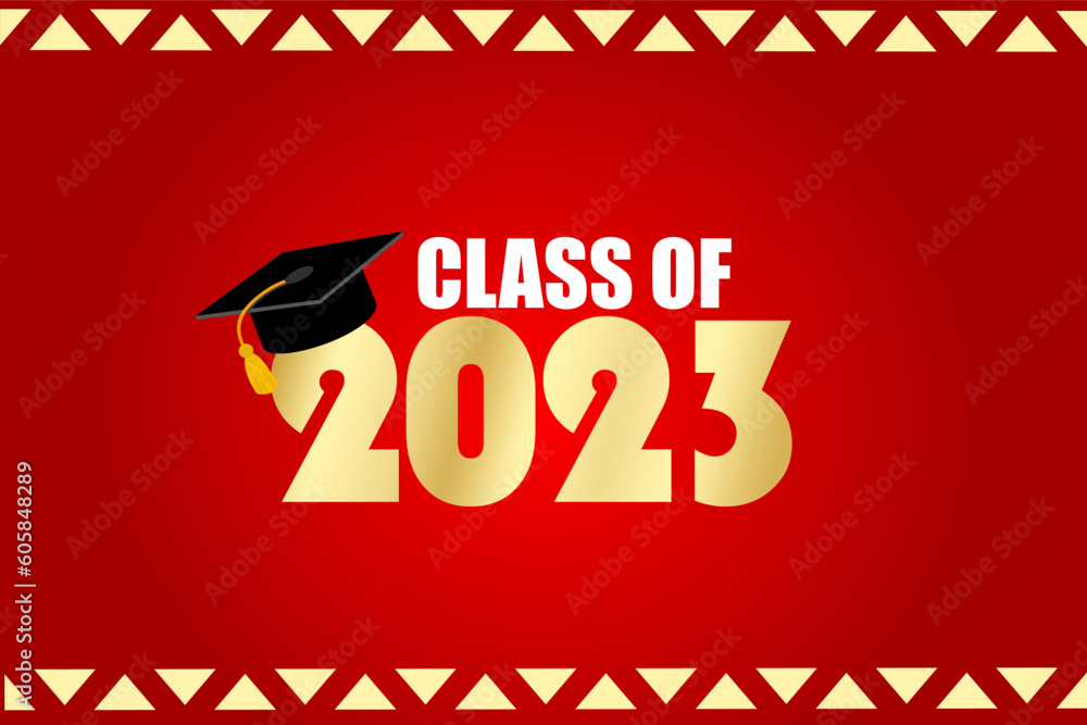 Class of 2023 golden font. Stylized with graduate's cap. Vector ...