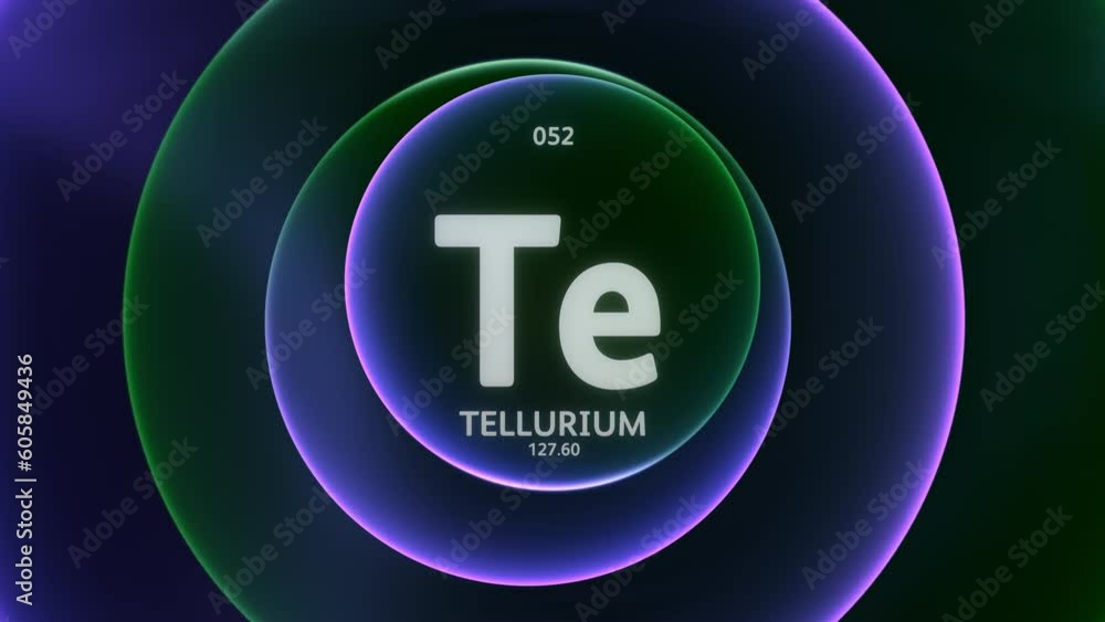 Tellurium as Element 52 of the Periodic Table. Concept animation on ...