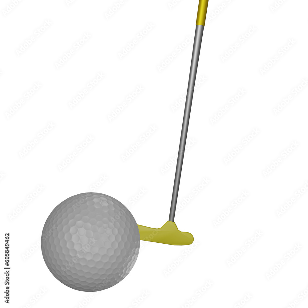 golfball and club 3d. icon 3d golfball on transparent background ...