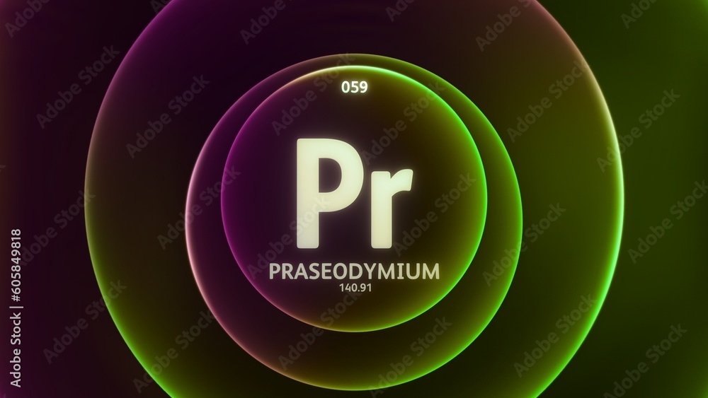 Praseodymium as Element 59 of the Periodic Table. Concept illustration ...
