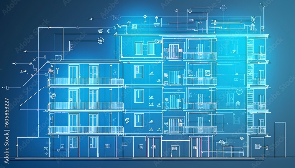 Building design concept. Engineering of the autonomous system of a ...