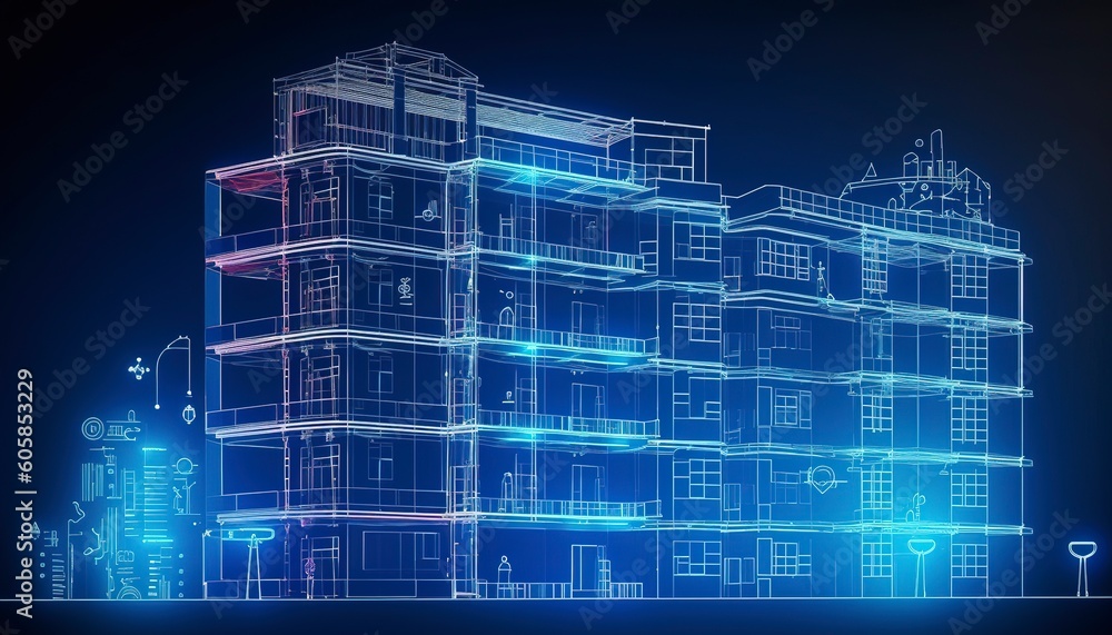 Building design concept. Engineering of the autonomous system of a ...