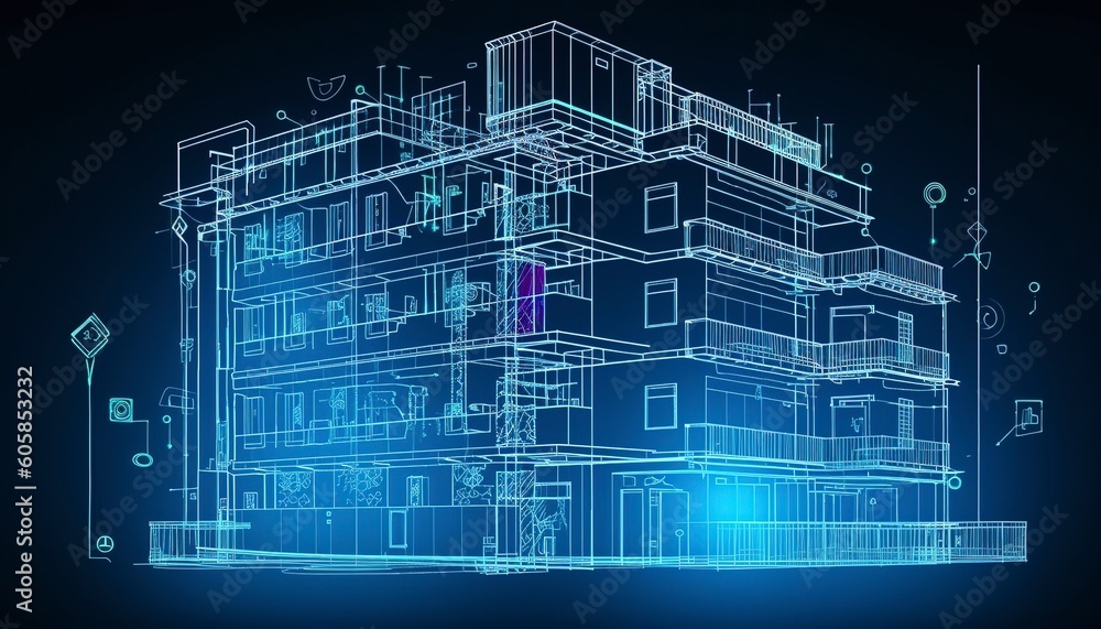 Building design concept. Engineering of the autonomous system of a ...