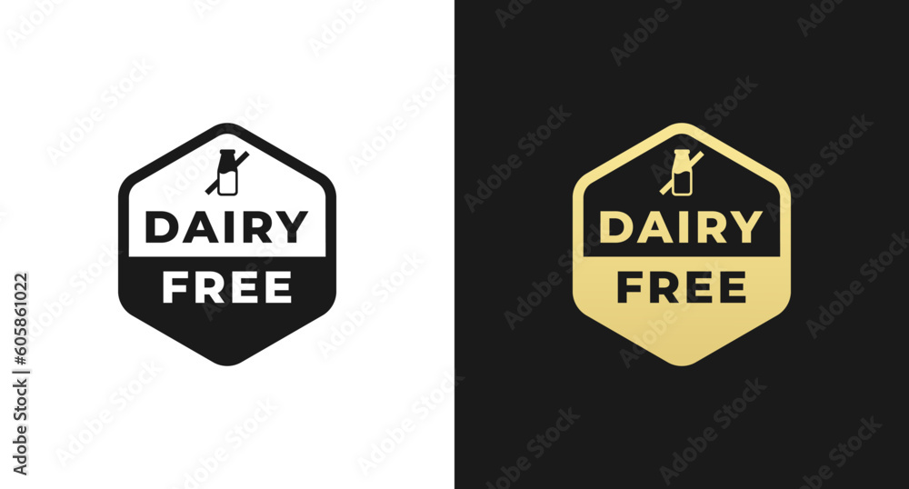 Vetor de Dairy free sign or Dairy free label vector isolated in flat ...
