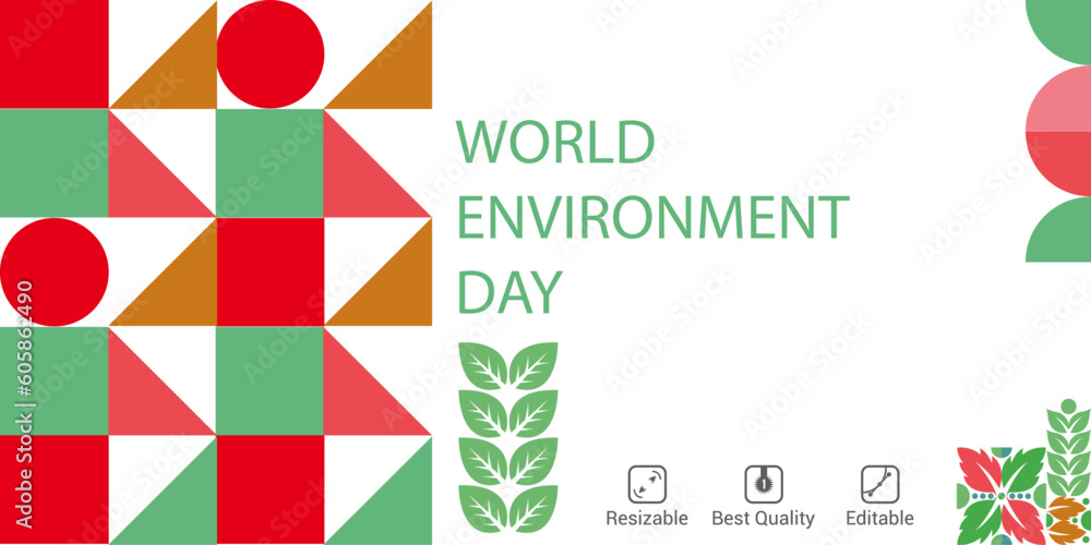 Happy world environment day with geometric shape. Background geometric ...