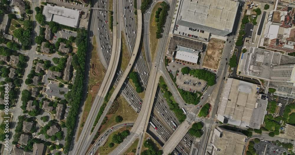 Atlanta Georgia Aerial v827 vertical top down view, drone flyover above ...