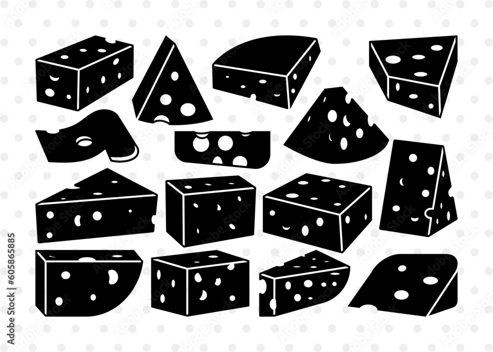 Cheese SVG, Cheese Silhouette, Swiss Cheese Svg, Cheese Slice Svg ...