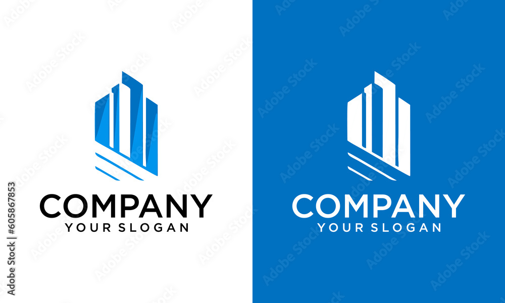 Vetor de Building logo for construction company, printing with modern ...