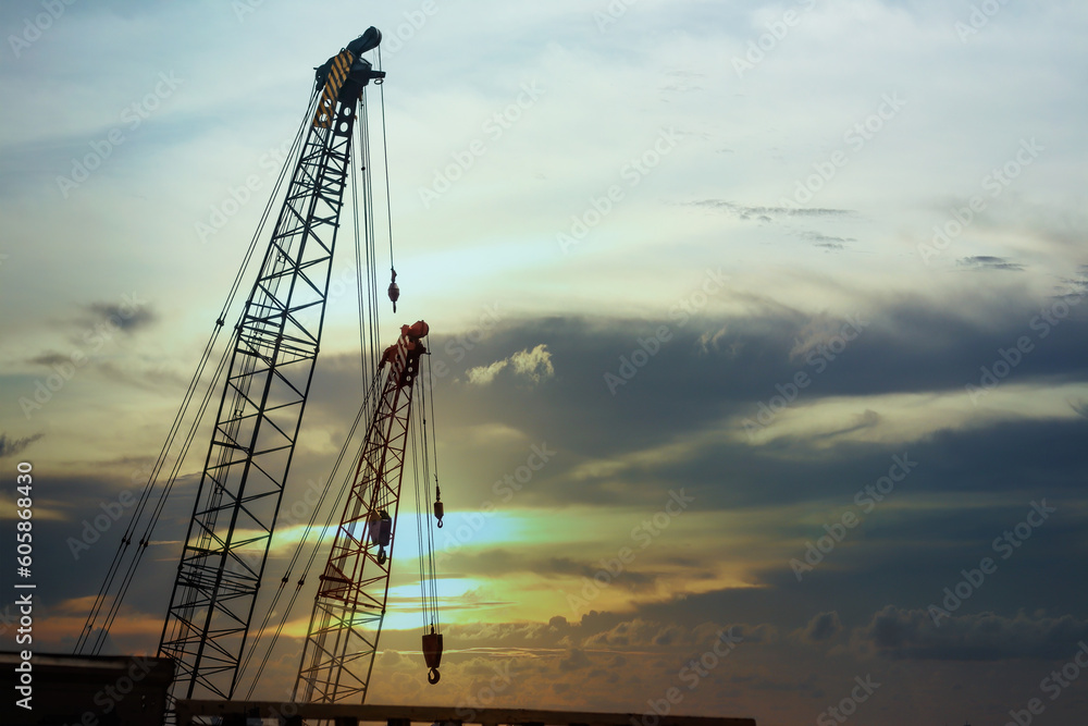 the tower crane hoisting, mobile crane lifting, and jib boom of the ...