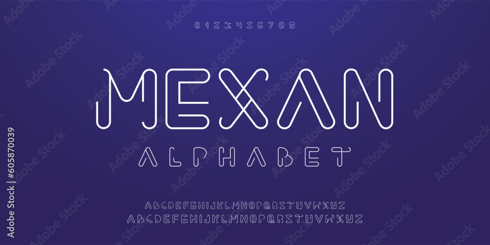 MEXAN Double line monogram alphabet and tech fonts. Lines font regular ...